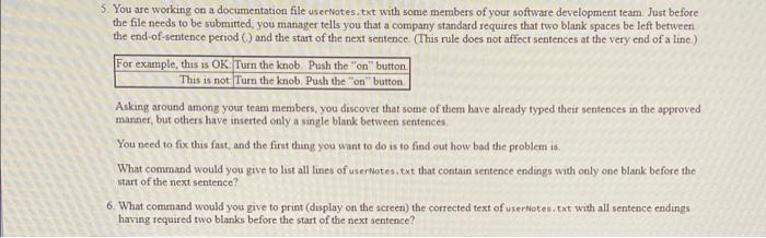 Solved 5. You are working on a documentation file usernstes. | Chegg.com