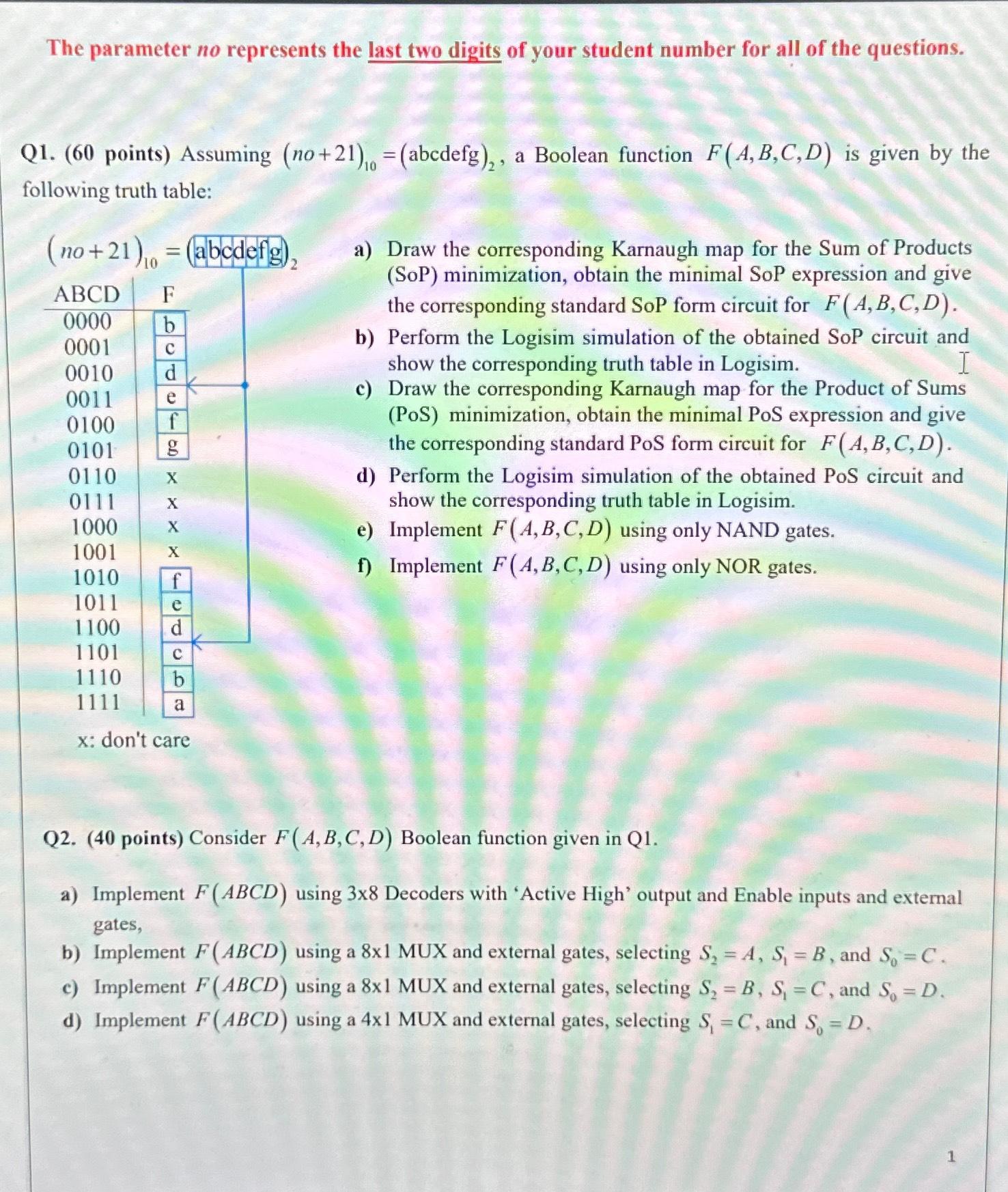The parameter no represents the last two digits of | Chegg.com