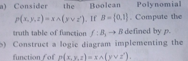 Solved a) ﻿Consider the Boolean Polynomial | Chegg.com