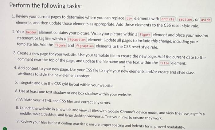 Perform The Following Tasks 1 Review Your Current 