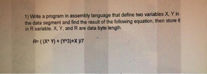 1) Write a program in assembly language that define | Chegg.com