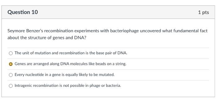 Solved Seymore Benzer's recombination experiments with | Chegg.com