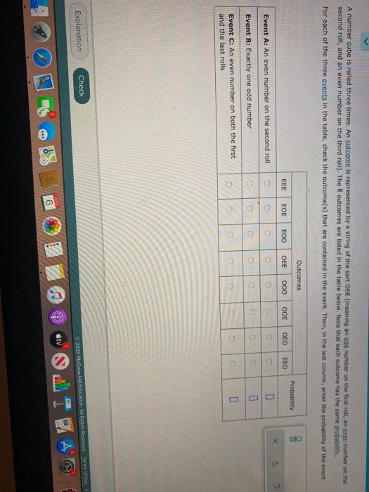 Solved A number cube is rolled three times. An outcome is | Chegg.com