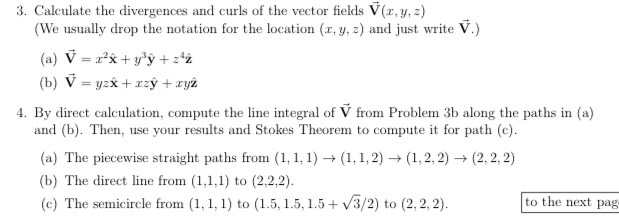 Solved 3. Calculate the divergences and curls of the vector | Chegg.com