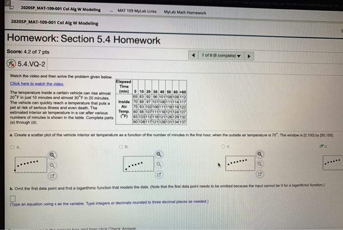 20205P MAT-109-001 Col Alg w Modeling MAT 109 MyLab | Chegg.com