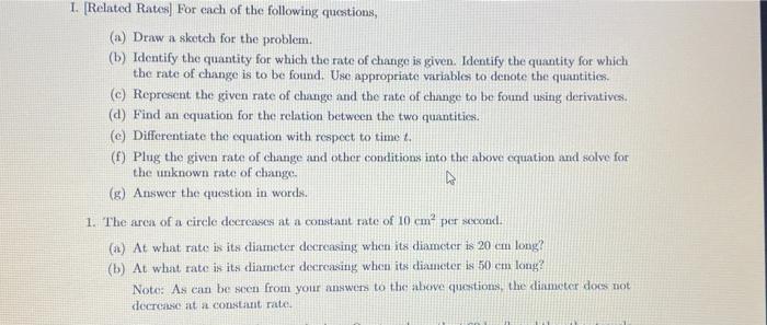 Solved 1. [Related Rates) For each of the following | Chegg.com