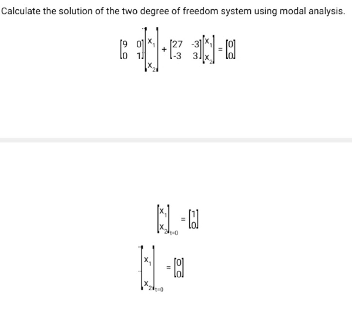 Solved Calculate the solution of the two degree of freedom | Chegg.com