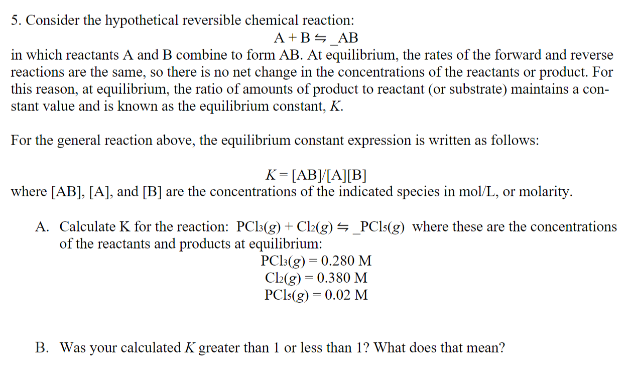 Consider the hypothetical reversible chemical | Chegg.com