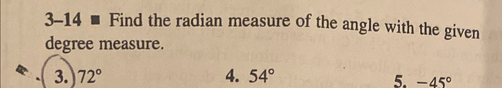 Solved 3-14 ﻿Find the radian measure of the angle with the | Chegg.com
