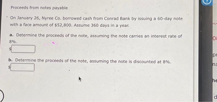 Solved Proceeds from notes payable On January 26, Nyree Co. | Chegg.com