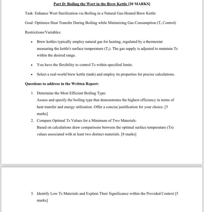 Solved Part D: Boiling the Wort in the Brew Kettle [20 | Chegg.com