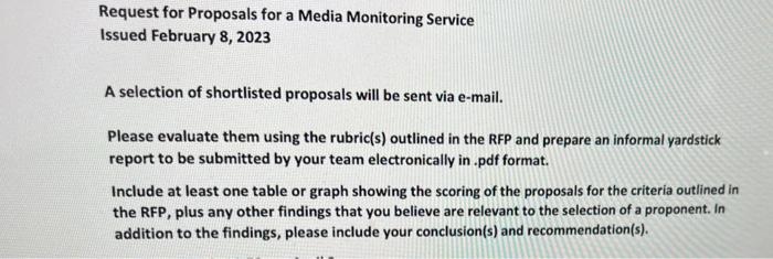 Solved Request for Proposals for a Media Monitoring Service | Chegg.com