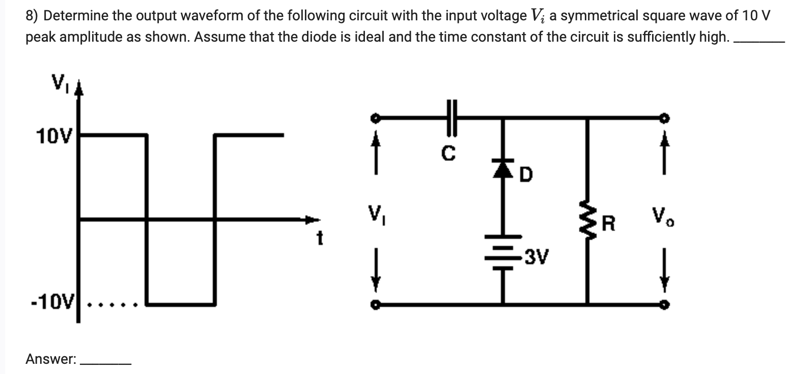 Solved Determine the output waveform of the following | Chegg.com
