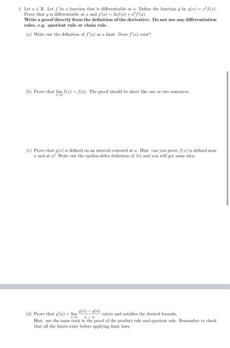 Solved 1. Let a∈R, Let f be a function that is | Chegg.com