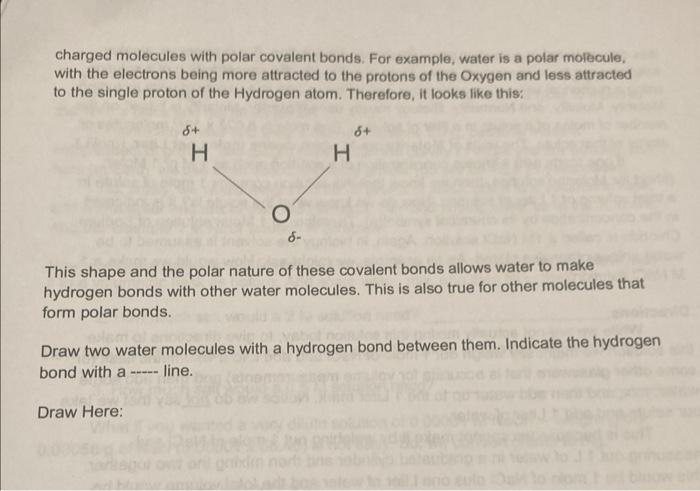 Solved charged molecules with polar covalent bonds. For | Chegg.com