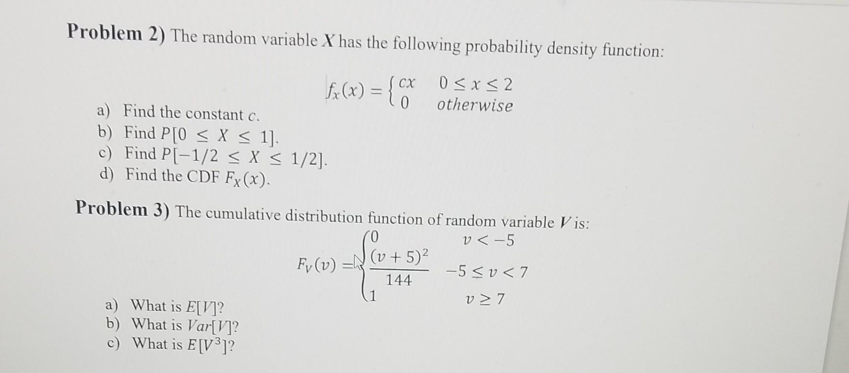 Solved Problem 2 The Random Variable X Has The Following