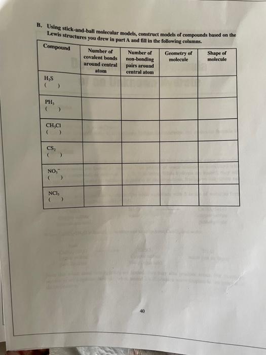Solved B. Using stick-and-ball molecular models, construct | Chegg.com