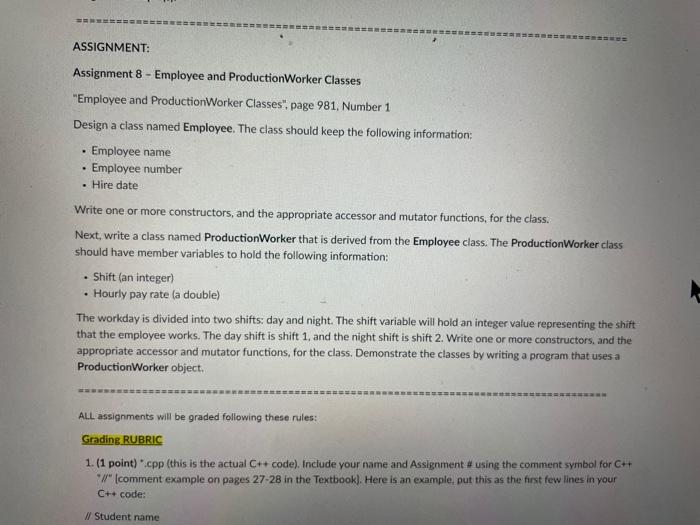 Solved ASSIGNMENT: Assignment 8 - Employee and Production | Chegg.com Solved ASSIGNMENT: Assignment 8 - Employee and Production | Chegg.com
