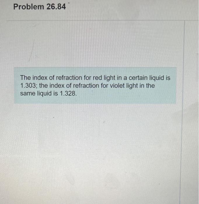 Solved The index of refraction for red light in a certain | Chegg.com