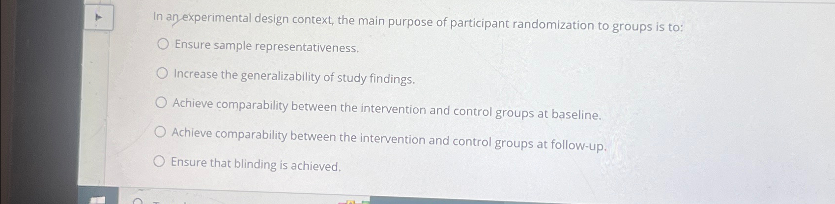 Solved In an experimental design context, the main purpose | Chegg.com
