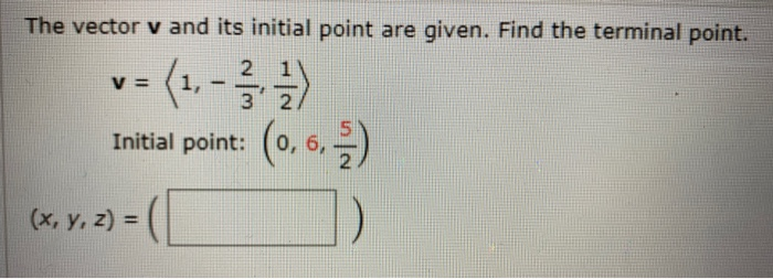 Solved The vector v and its initial point are given. Find | Chegg.com