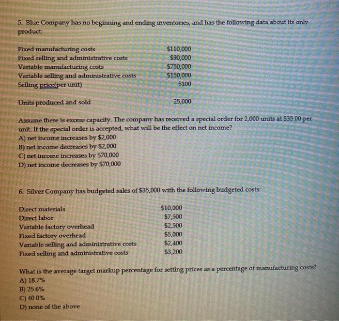 Solved 5. Bhe Company has no beginning and ending | Chegg.com