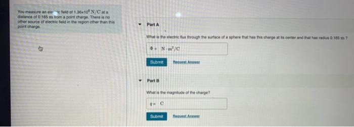 Solved You measure an loc field of 1.36x10N/Cata distance of | Chegg.com