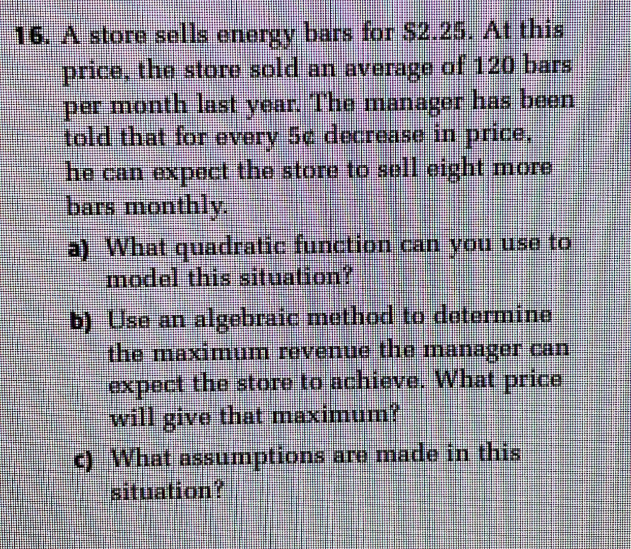 Solved A store sells energy bars for $2.25. ﻿At this price, | Chegg.com