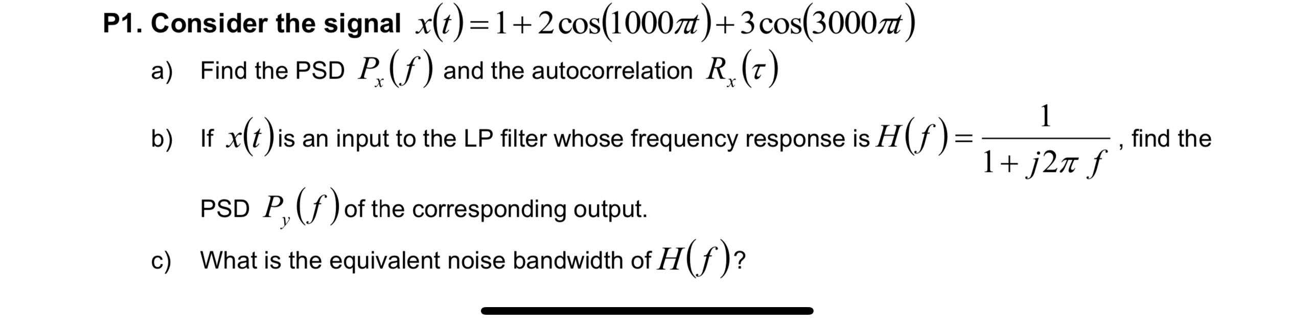 Solved P1. ﻿Consider the signal | Chegg.com