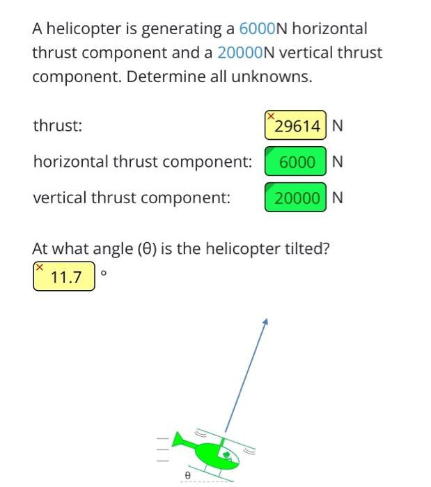 Solved A helicopter is generating a 6000 N horizontal thrust | Chegg.com