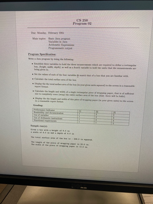 Solved CS 250 Program 02 Due: Monday, February 10th Main | Chegg.com