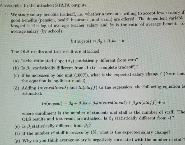 Solved reg lavgsal bs Source SS df MS Model Residual | Chegg.com