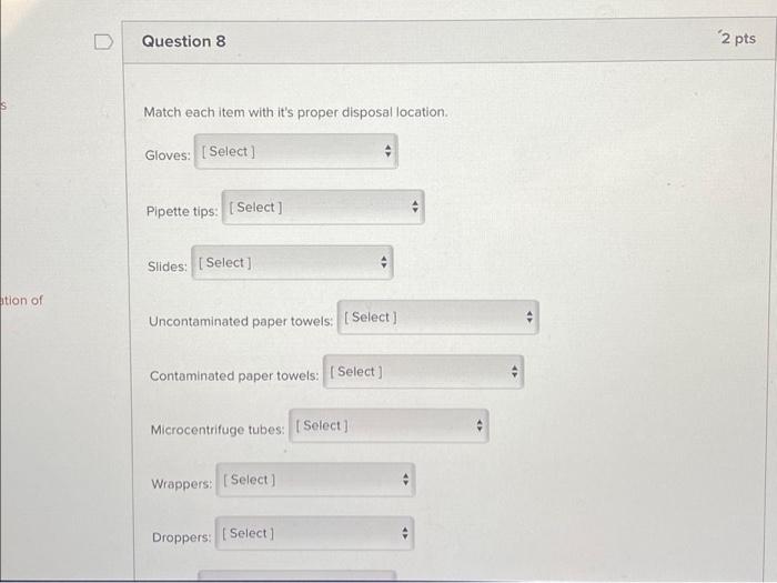 Solved ation of Question 8 Match each item with it's proper | Chegg.com