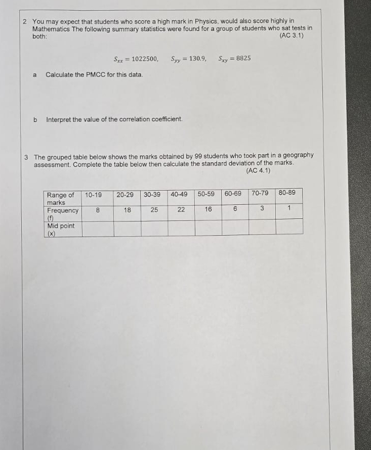 Solved 2 ﻿You may expect that students who score a high mark | Chegg.com