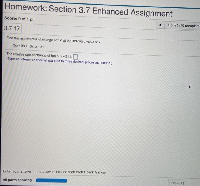 Solved Homework Section 3 7 Enhanced Assignment Score 0 Of