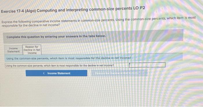Solved Exercise 17-4 (Algo) Computing and interpreting | Chegg.com