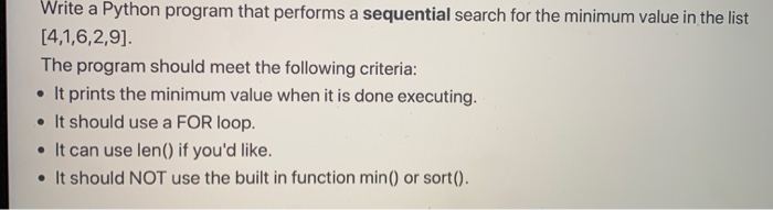 Solved Write a Python program that performs a sequential | Chegg.com