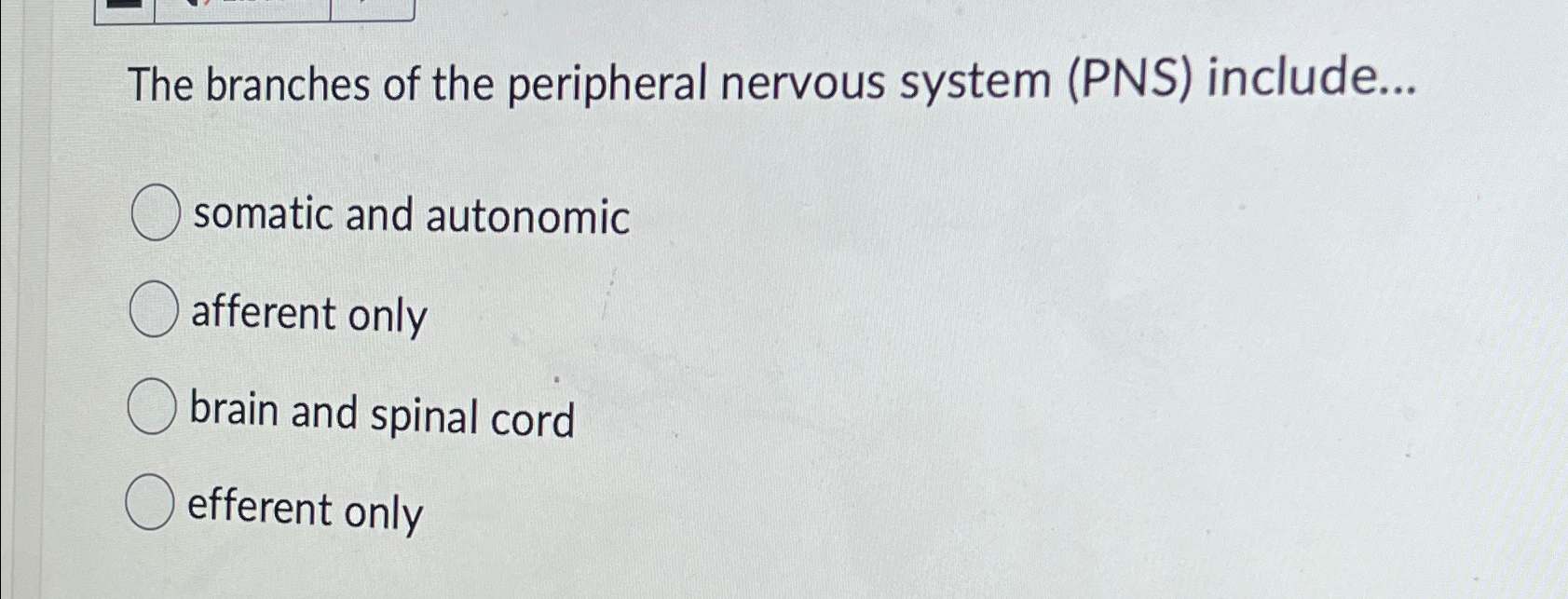 Solved The branches of the peripheral nervous system (PNS) | Chegg.com
