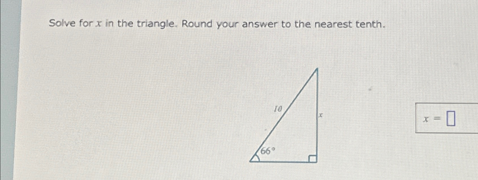 Solved Solve for x ﻿in the triangle. Round your answer to | Chegg.com