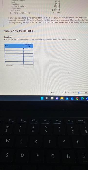 Solved Required information Problem 1-45 (Static) Cost Data | Chegg.com