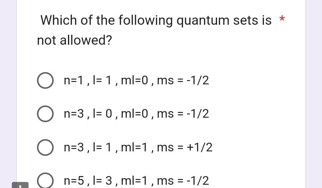 Solved Which of the following quantum sets is * ﻿not | Chegg.com