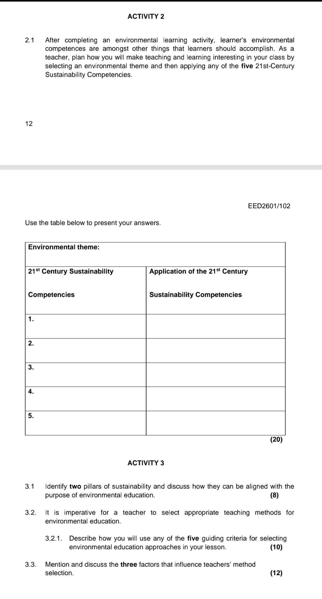Solved 2.1 After completing an environmental learning | Chegg.com