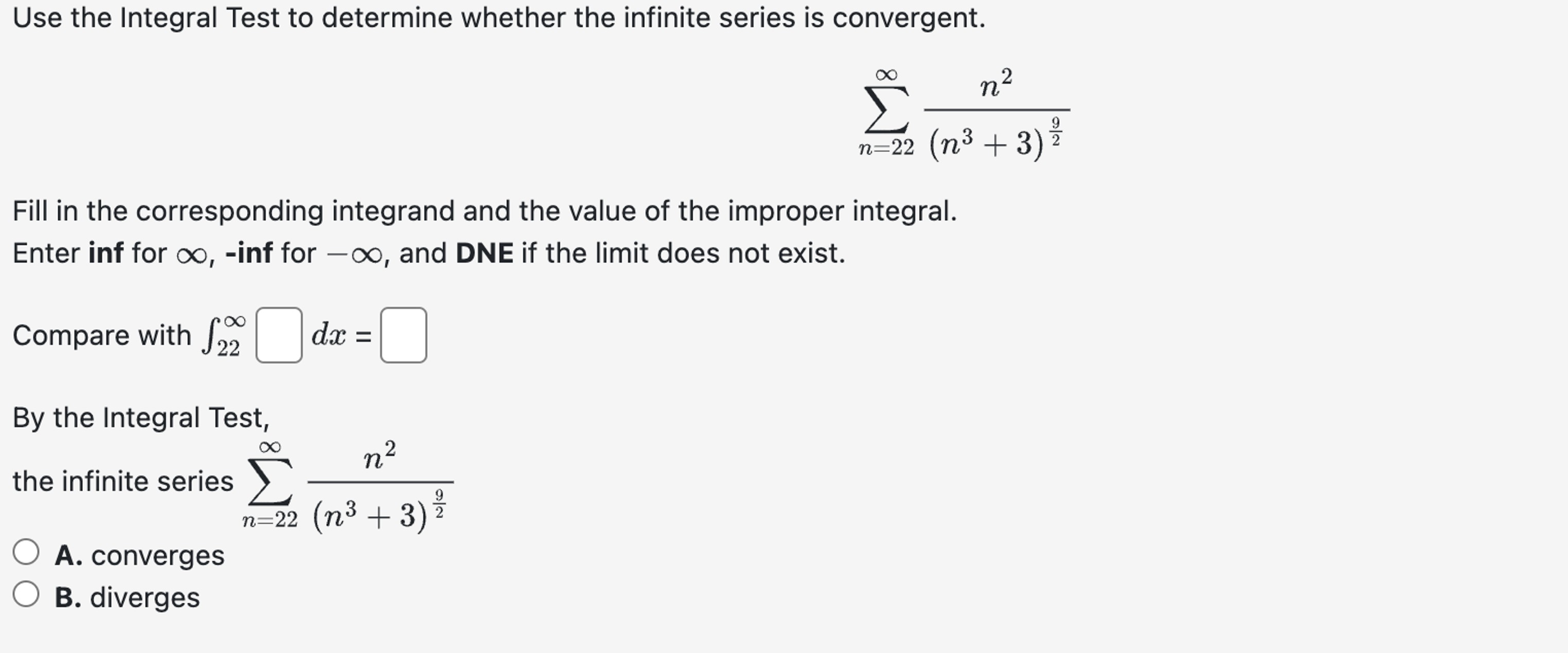 Solved Use The Integral Test To Determine Whether The
