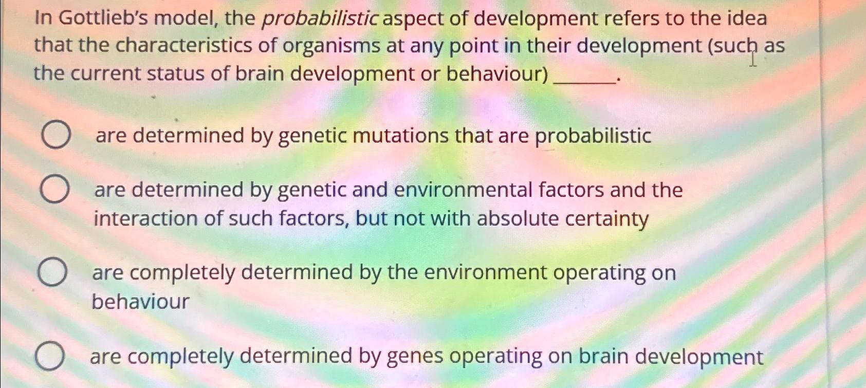 Solved In Gottlieb's model, the probabilistic aspect of | Chegg.com