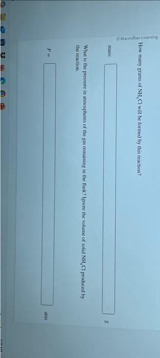 Solved Solid ammonium chloride, NH4Cl, is formed by the | Chegg.com