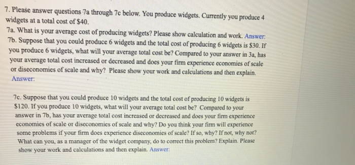 Solved 7. Please answer questions 7a through 7c below. You | Chegg.com