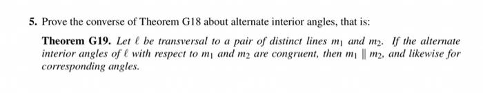 Solved 5. Prove the converse of Theorem G18 about alternate | Chegg.com
