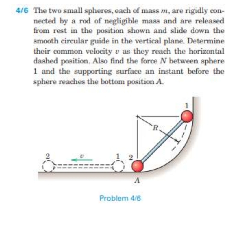 Solved 4/6 ﻿The two small spheres, each of mass m, ﻿are | Chegg.com