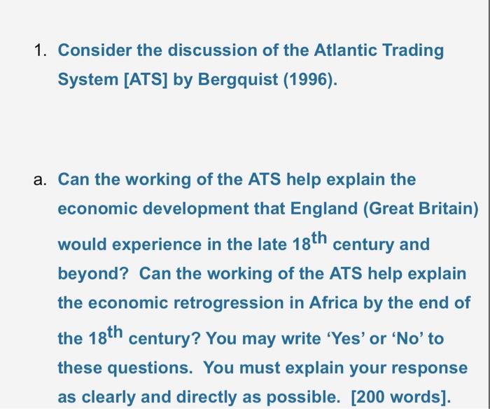 Solved 1. Consider the discussion of the Atlantic Trading | Chegg.com