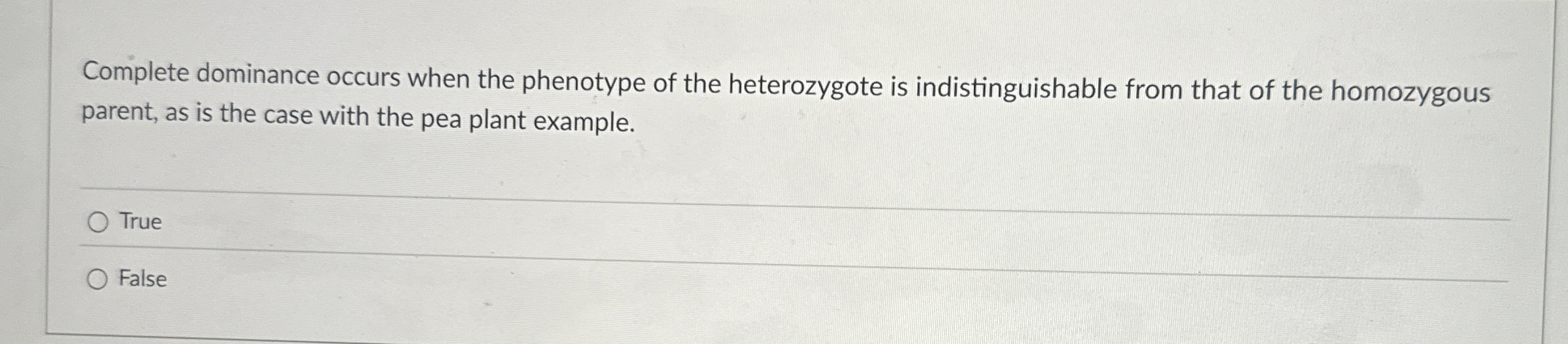 Solved Complete dominance occurs when the phenotype of the | Chegg.com